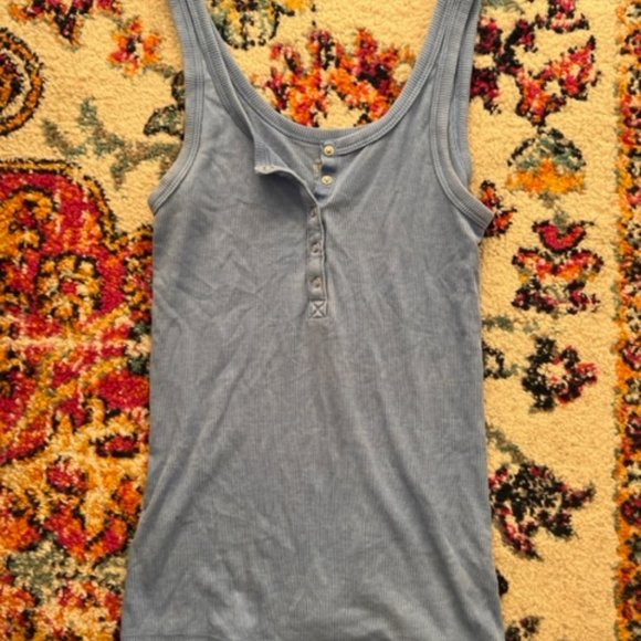 aerie | Tops | Sky Blue Button Front Tank Top | Poshmark